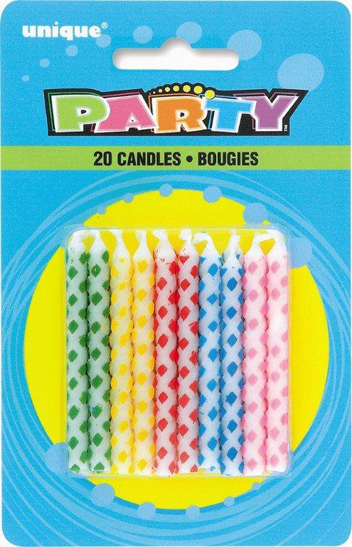 unique Party Colors Assorted Diamond Dot Candles - Shop Birthday ...