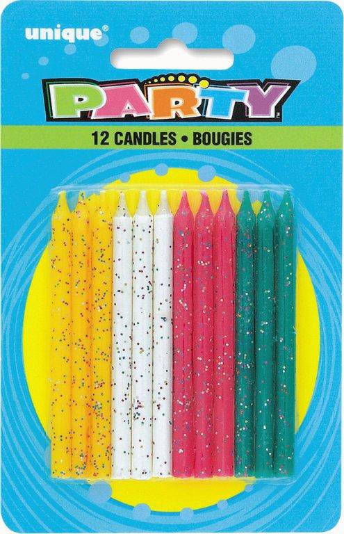 unique Party Colors Assorted Birthday Glitter Candles - Shop Birthday ...
