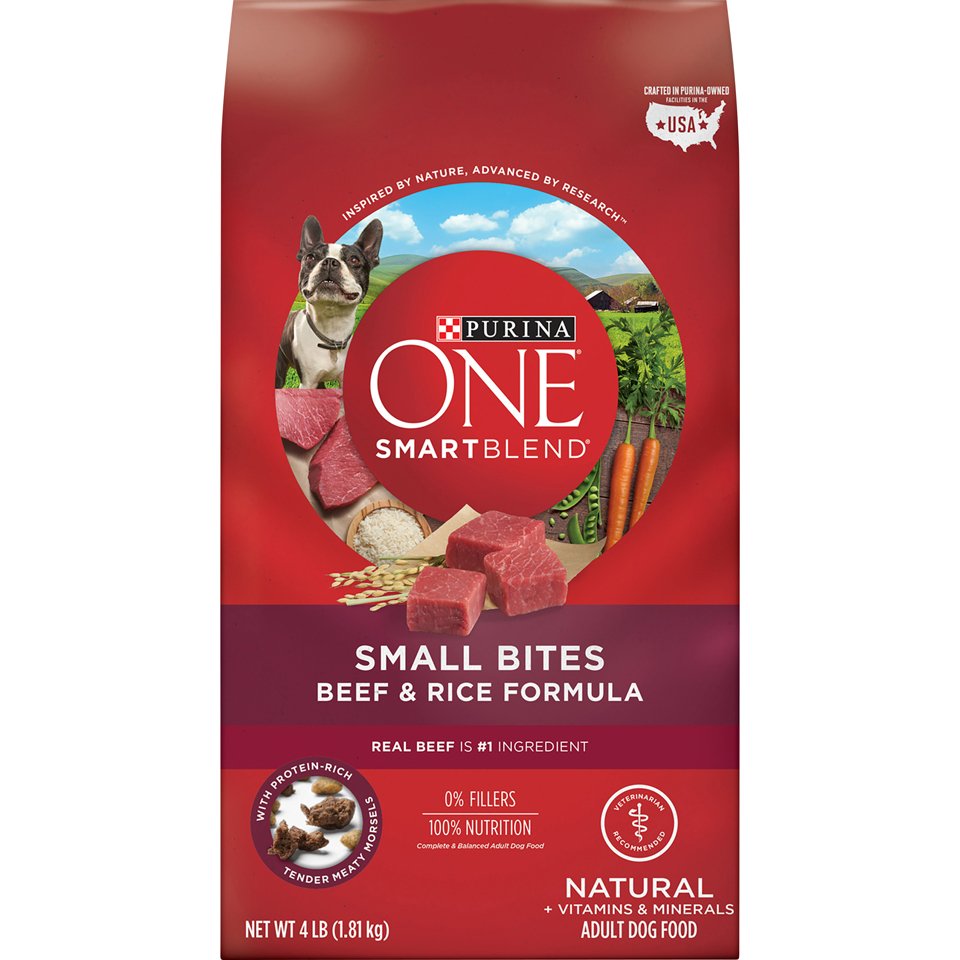 Purina ONE Small Bites High Protein Dry Dog Food Natural Beef and Rice ...