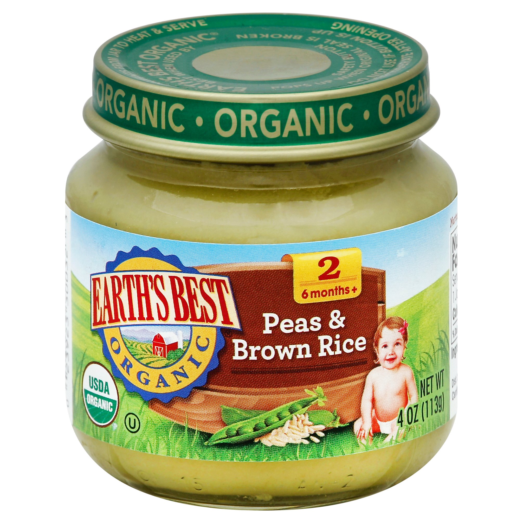Earths Best Organic Stage 2 Baby Food Peas Brown Rice Shop Baby