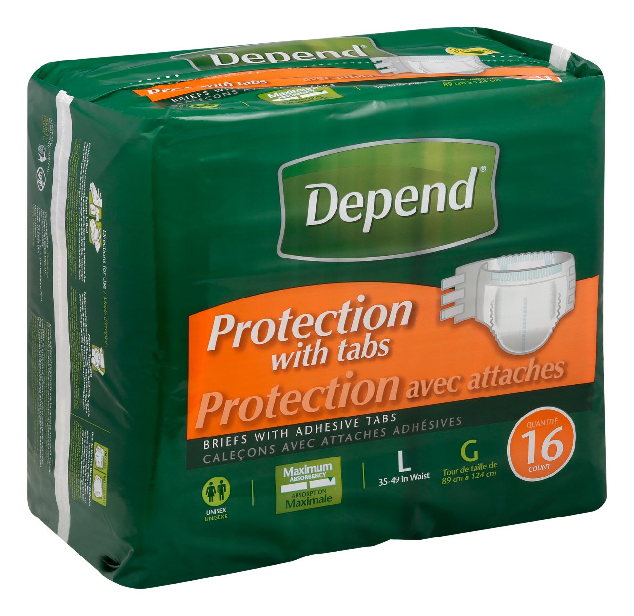 Depend Fitted Maximum Protection Maximum Absorbency Large Briefs - Shop ...