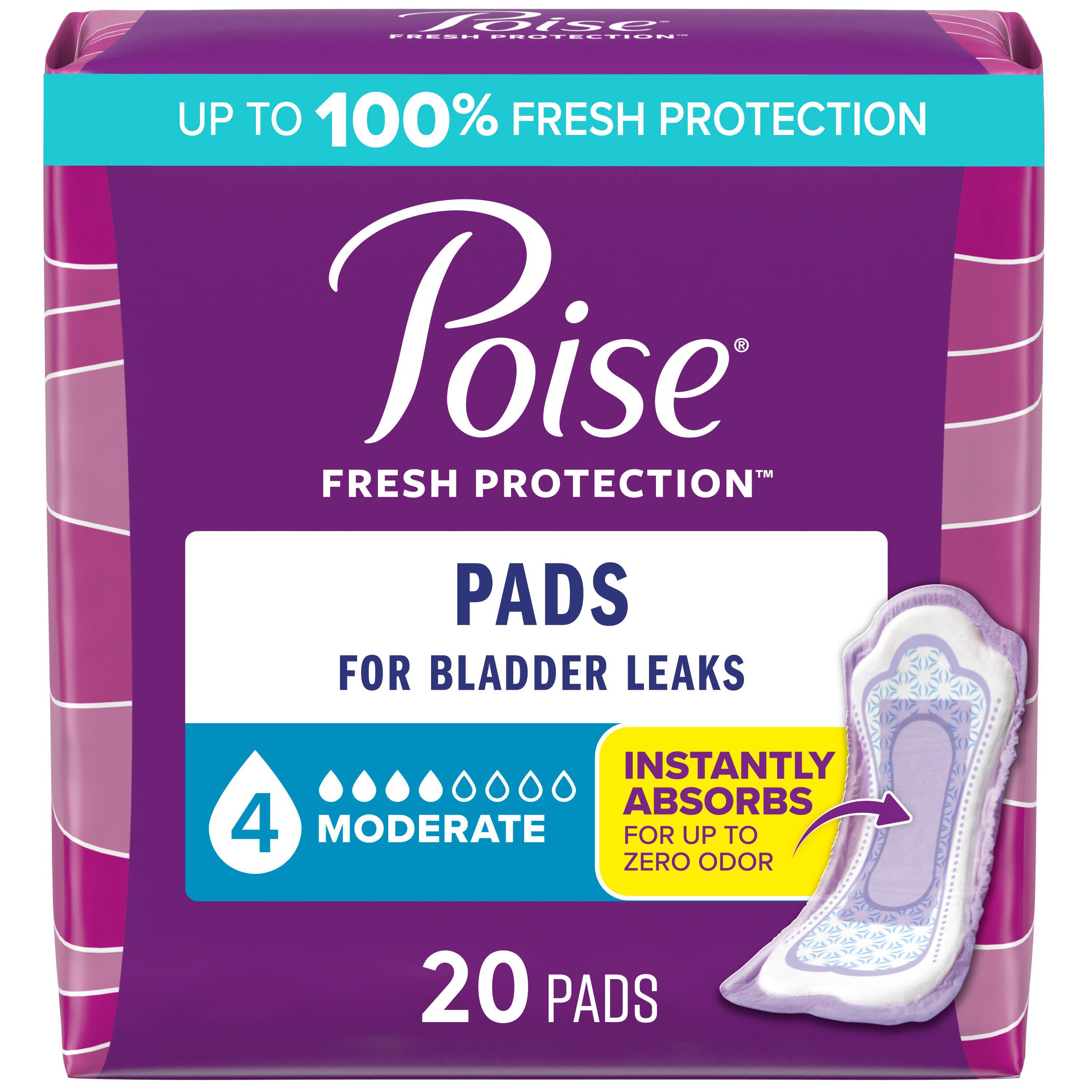 Poise Incontinence Pads, Moderate Absorbency, Regular Length - Shop ...