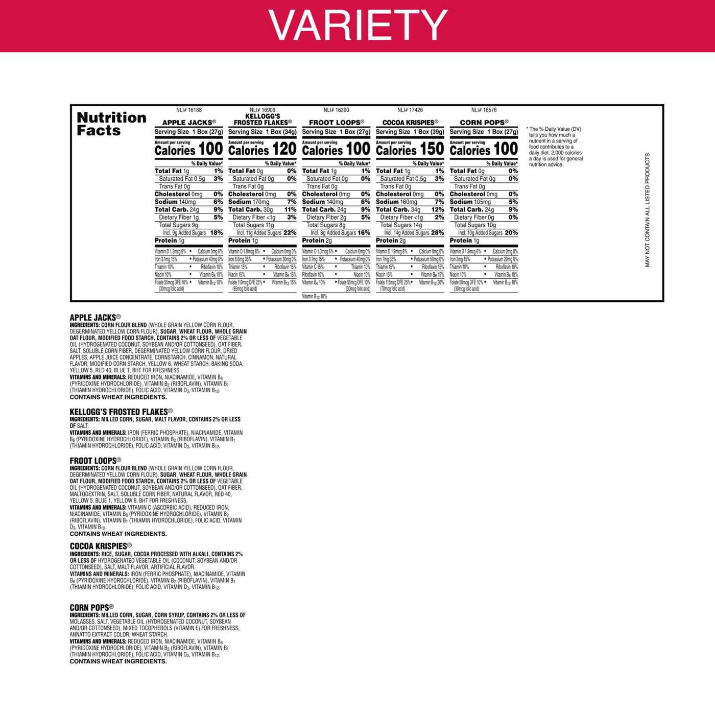 Kellogg's Fun Pak Variety Pack Cold Breakfast Cereal, 8.56 oz - Shop ...