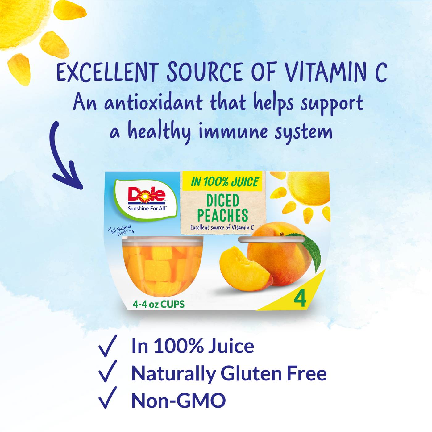 Dole Fruit Bowls - Diced Peaches in 100% Juice - Shop Peaches, plums ...