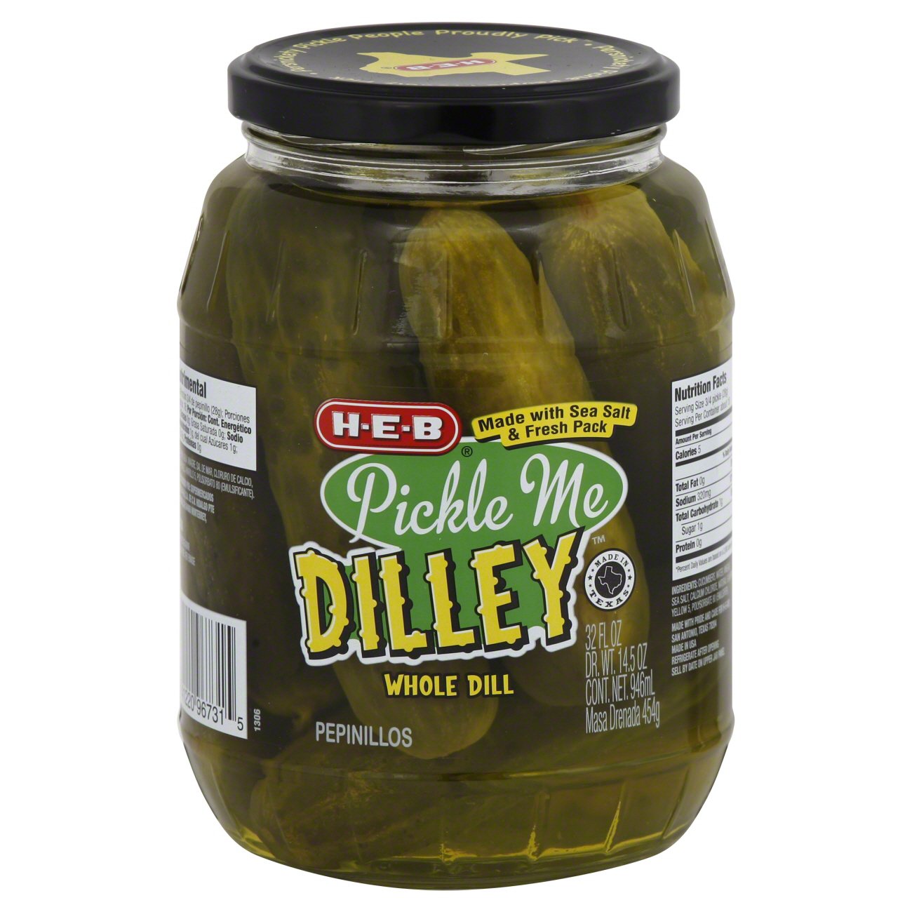 H-E-B Pickle Me Dilley Whole Dill Pickles - Shop Pickles & cucumber at ...