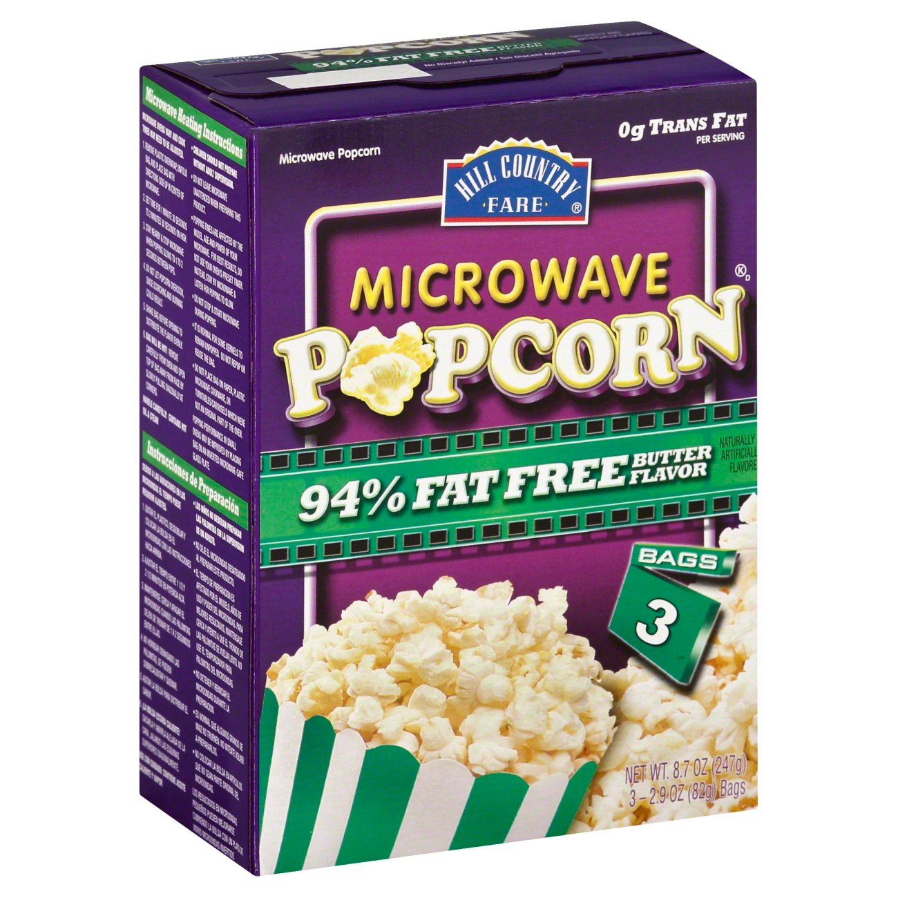 Hill Country Fare 94% Fat Free Butter Flavor Microwave Popcorn - Shop ...