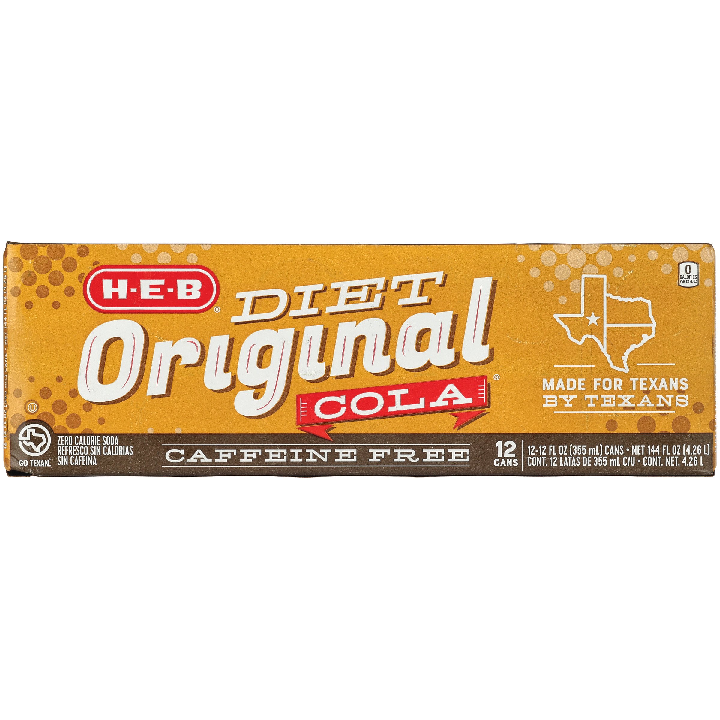H-E-B Caffeine-Free Diet Original Cola 12 pk Cans - Shop Soda at H-E-B