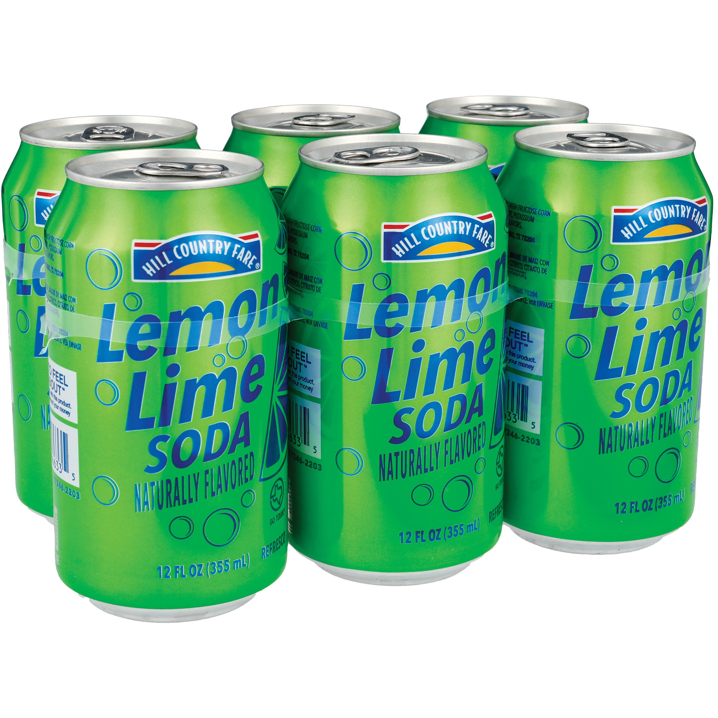 Hill Country Fare Lemon Lime Soda 6 pk Cans - Shop Soda at H-E-B