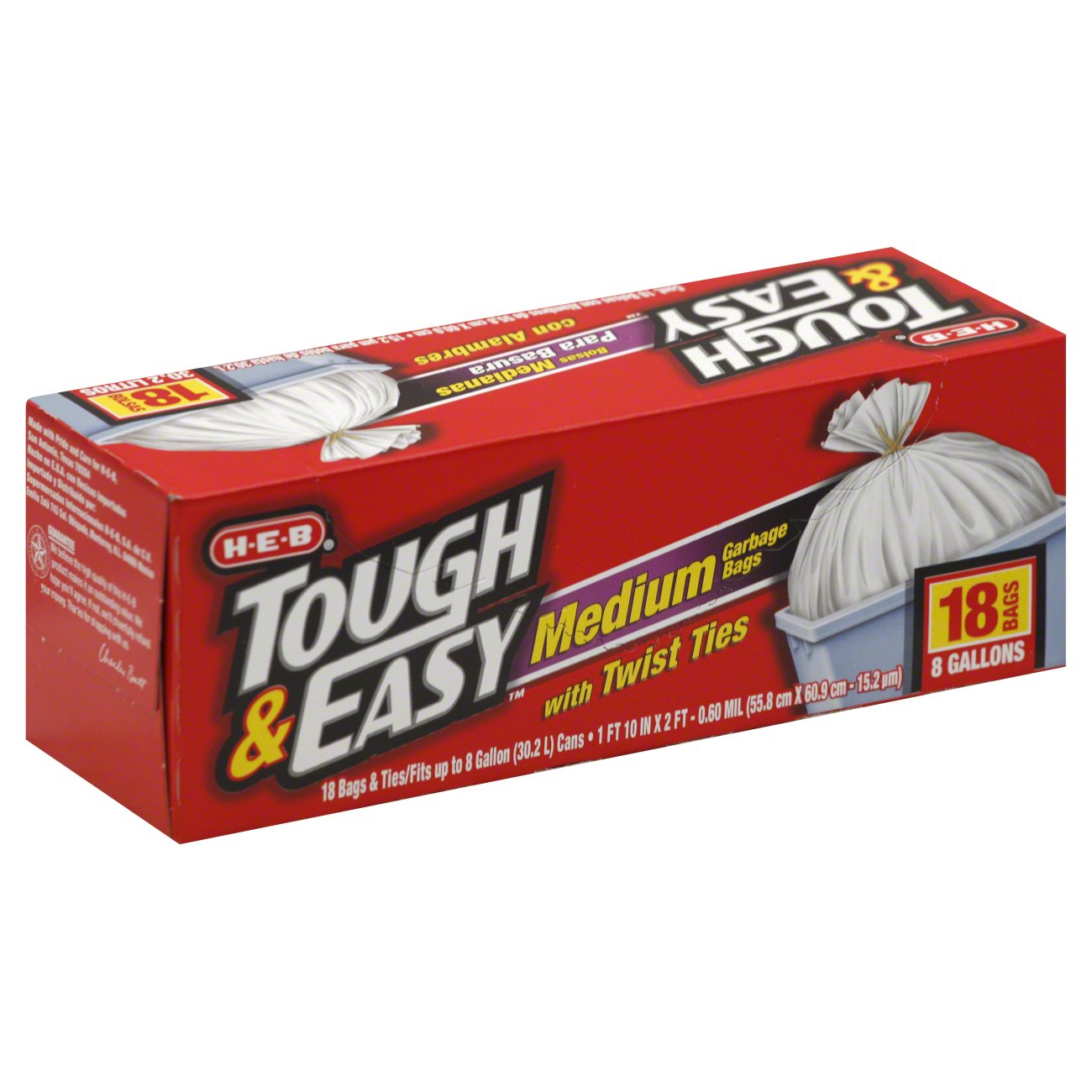 H-E-B Tough & Easy Medium 8 Gallon Garbage Bags with Twist Ties - Shop ...