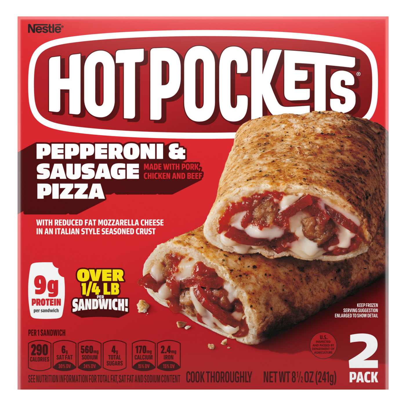 Hot Pockets Pepperoni & Sausage Pizza Frozen Sandwiches - Italian ...