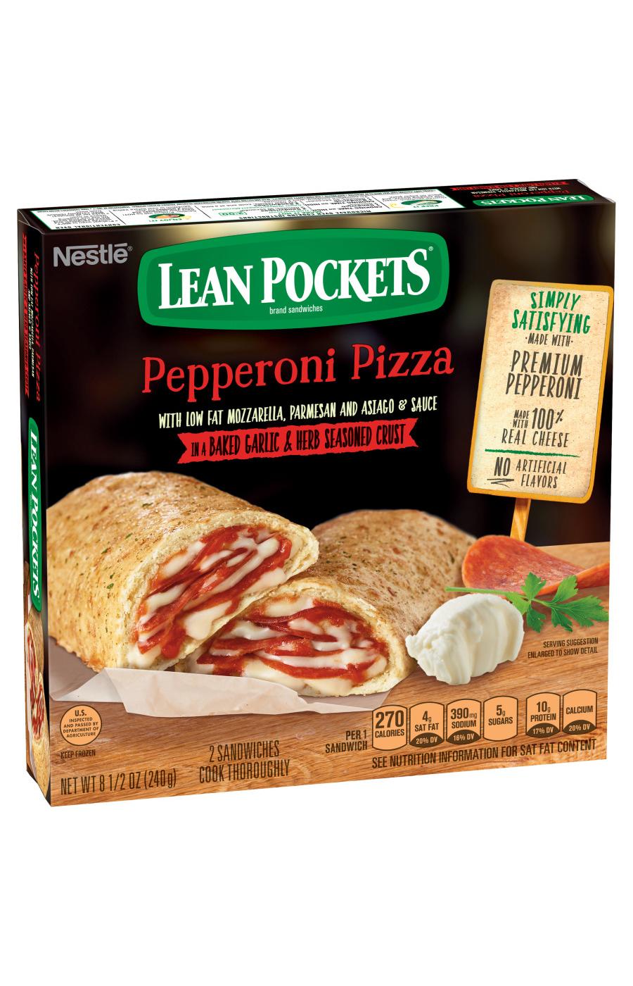 Lean Pockets Reduced Fat Pepperoni Pizza with Garlic Buttery Seasoned ...