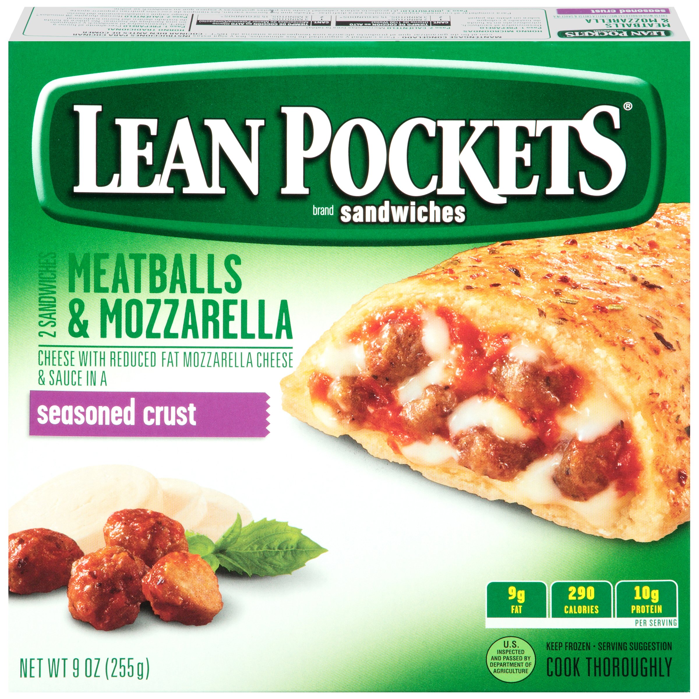 Lean Pockets Meatballs and Mozzarella with Seasoned Crust Sandwiches ...