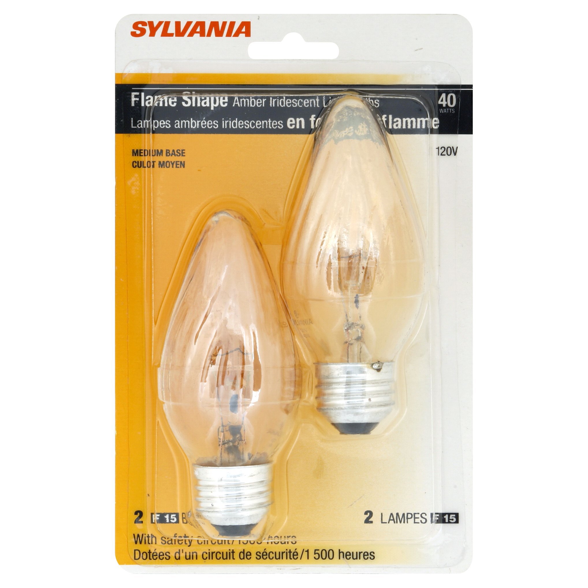 Sylvania F15 40-Watt Flame Shape Medium Base Light Bulbs - Amber ...