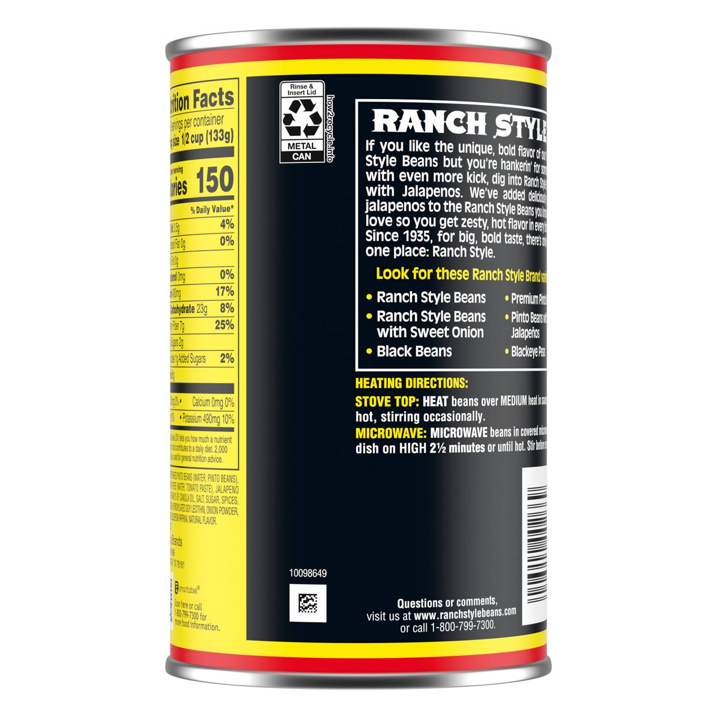 Ranch Style Beans Beans With Sliced Jalapeno Peppers Canned Beans ...