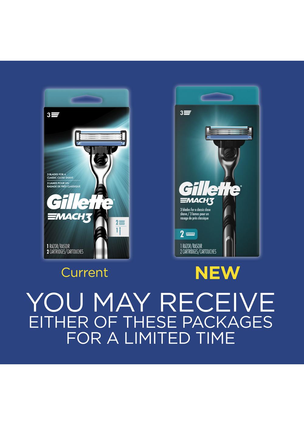 Gillette Mach3 Razor for Men + 2 Blade Refills - Shop Razors & blades ...