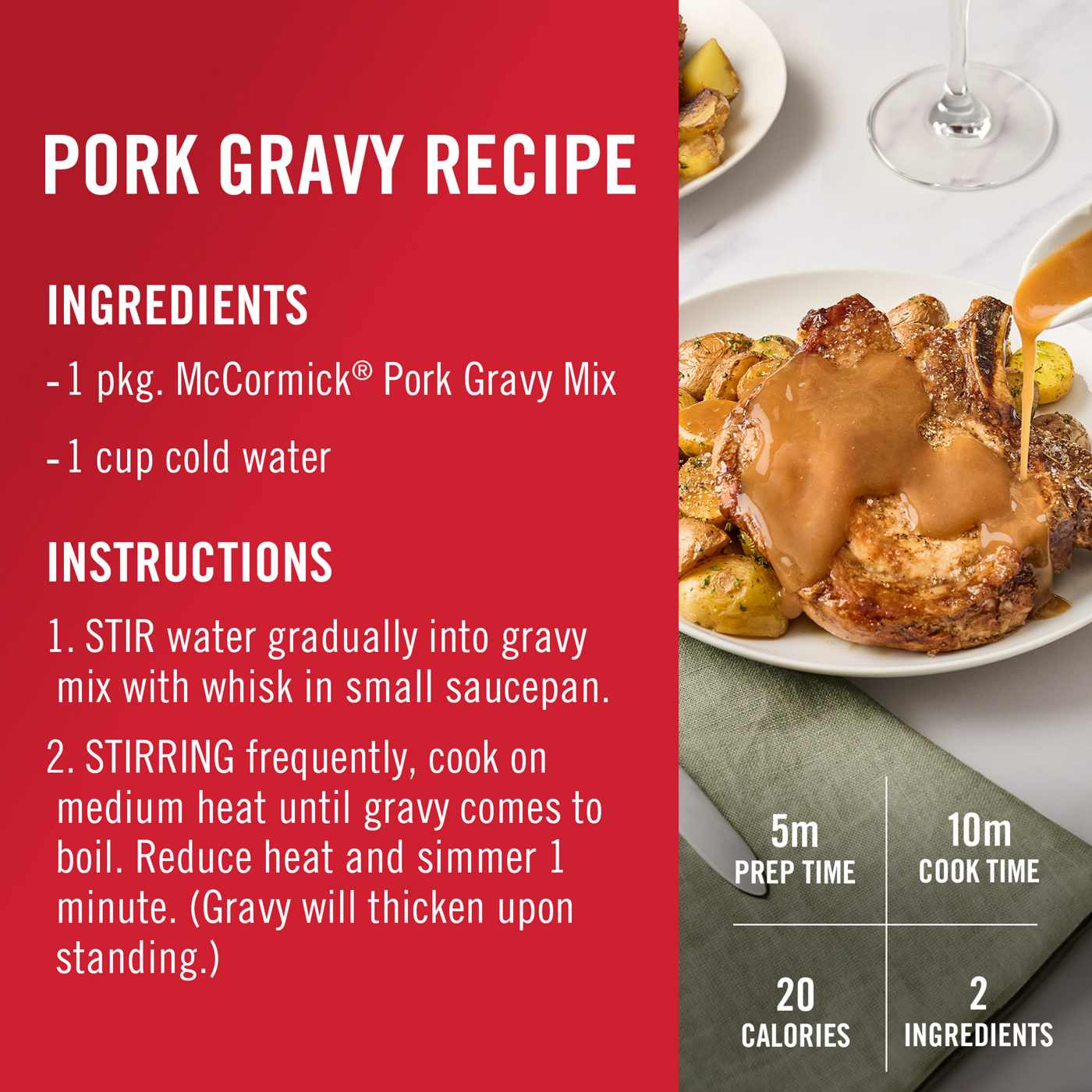 McCormick Pork Gravy Seasoning Mix - Shop Gravy at H-E-B