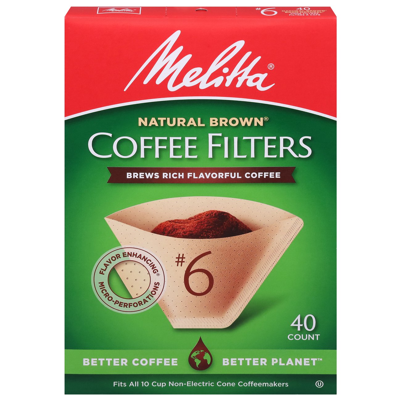 Melitta No. 6 Cone Coffee Filters - Natural Brown - Shop Coffee filters ...