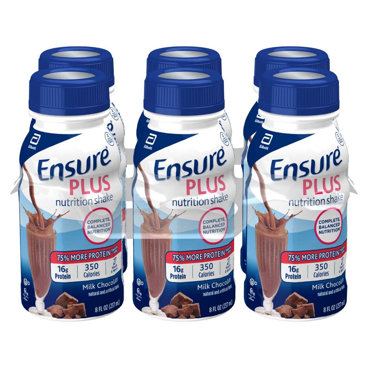 Ensure Plus 16g Protein Nutrition Shakes 6 pk Bottles - Milk Chocolate ...