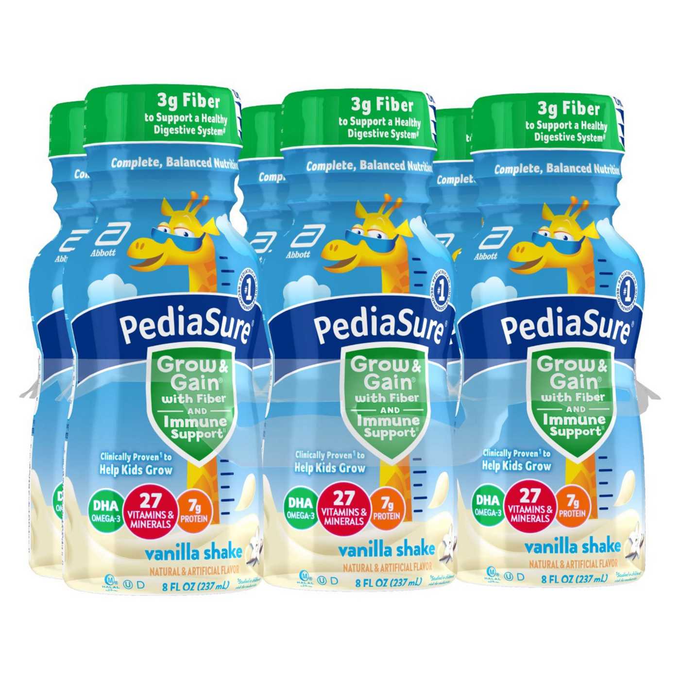 PediaSure Grow & Gain with Fiber Nutrtional Shake for Kids - Vanilla, 8 ...