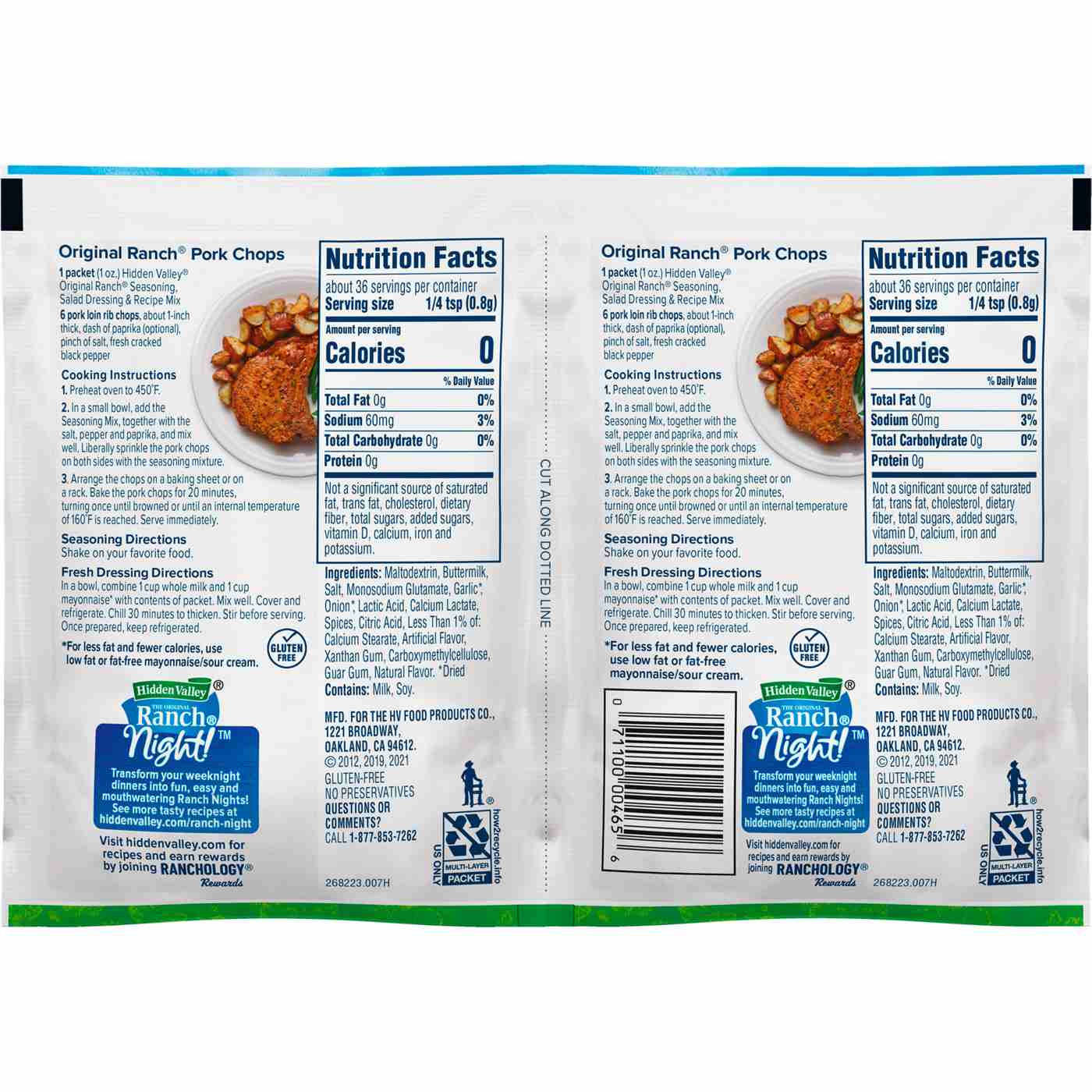 Hidden Valley Original Ranch Salad Dressing and Seasoning Mix Packet ...