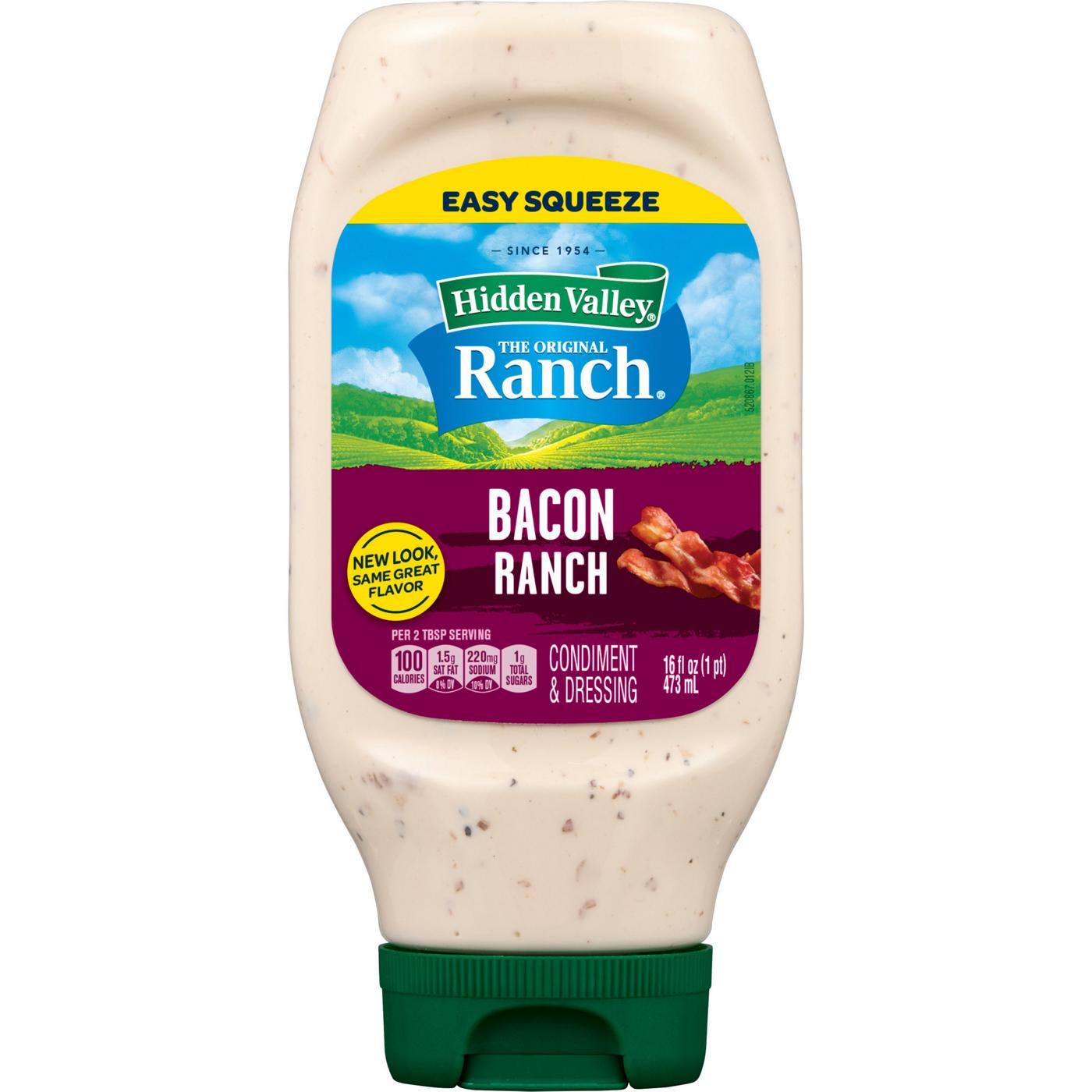 Hidden Valley Bacon Ranch Condiment and Dressing, Easy Squeeze Bottle ...