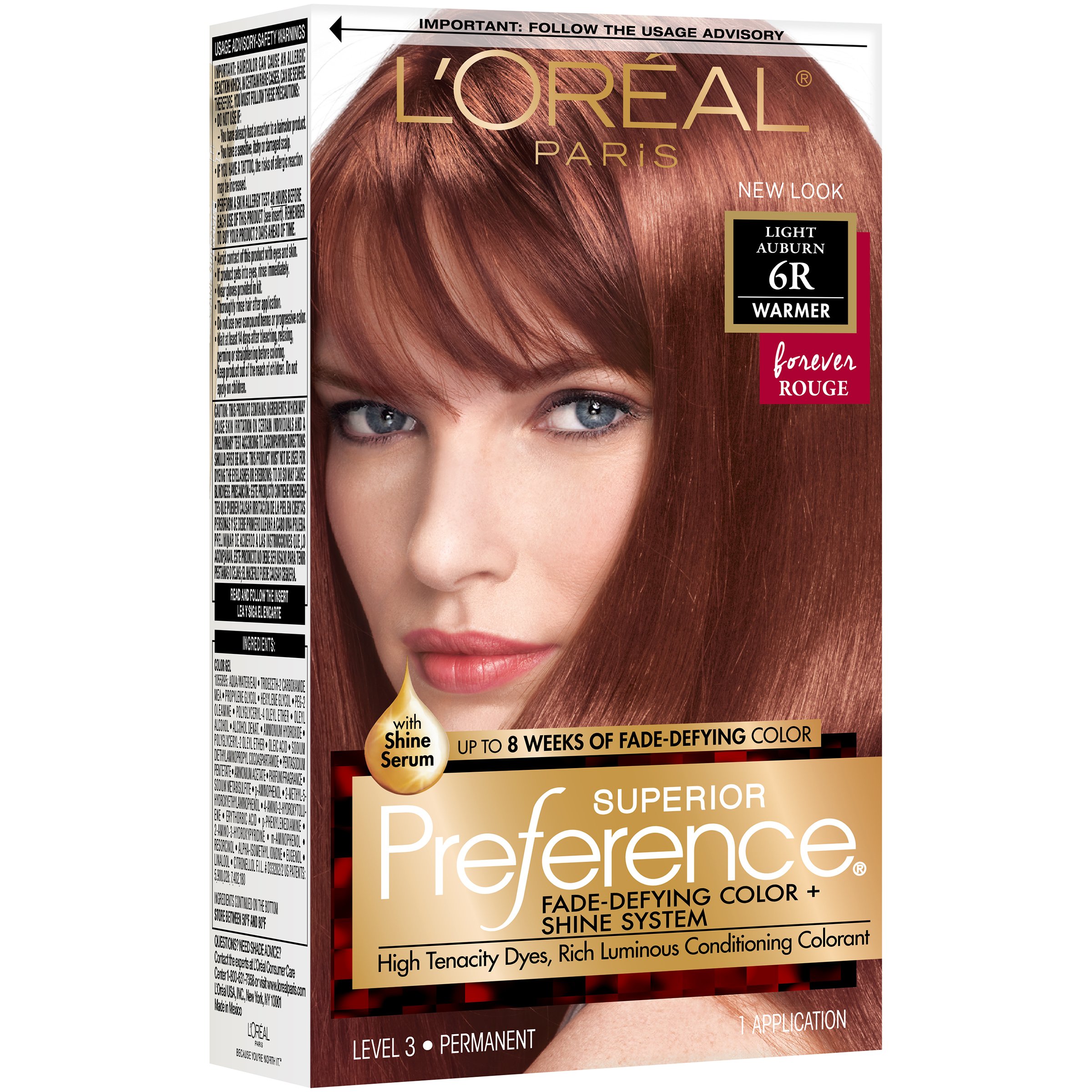L'Oréal Paris Superior Preference Permanent Hair Color, 6R Light Auburn ...