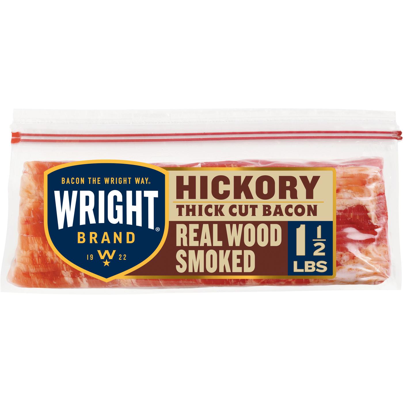 Wright Brand Hickory Real Wood Smoked Thick Cut Bacon - Shop Bacon at H-E-B