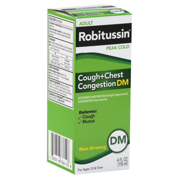 Robitussin Adult Peak Cold Non-Drowsy Cough + Chest Congestion DM ...
