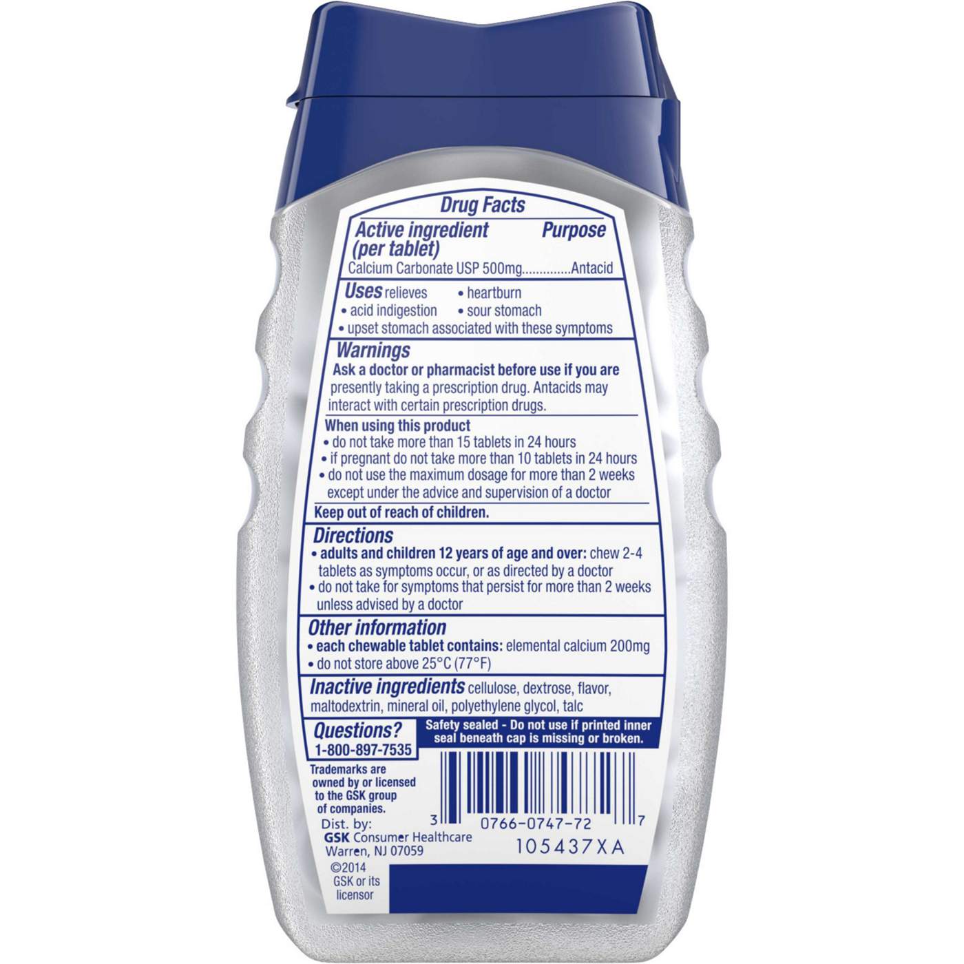 Tums Regular Strength Peppermint Chewable Tablets - Shop Digestion ...