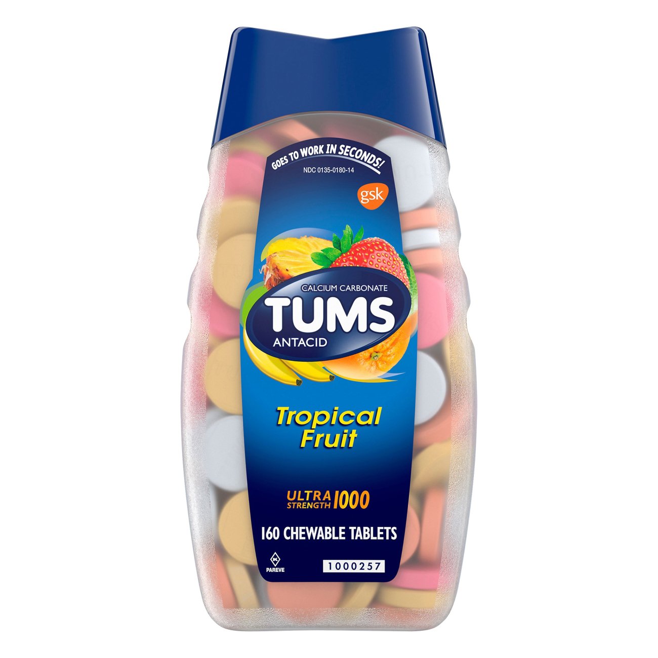 Tums Ultra Strength 1000 Assorted Tropical Fruit Chewable Tablets Value ...