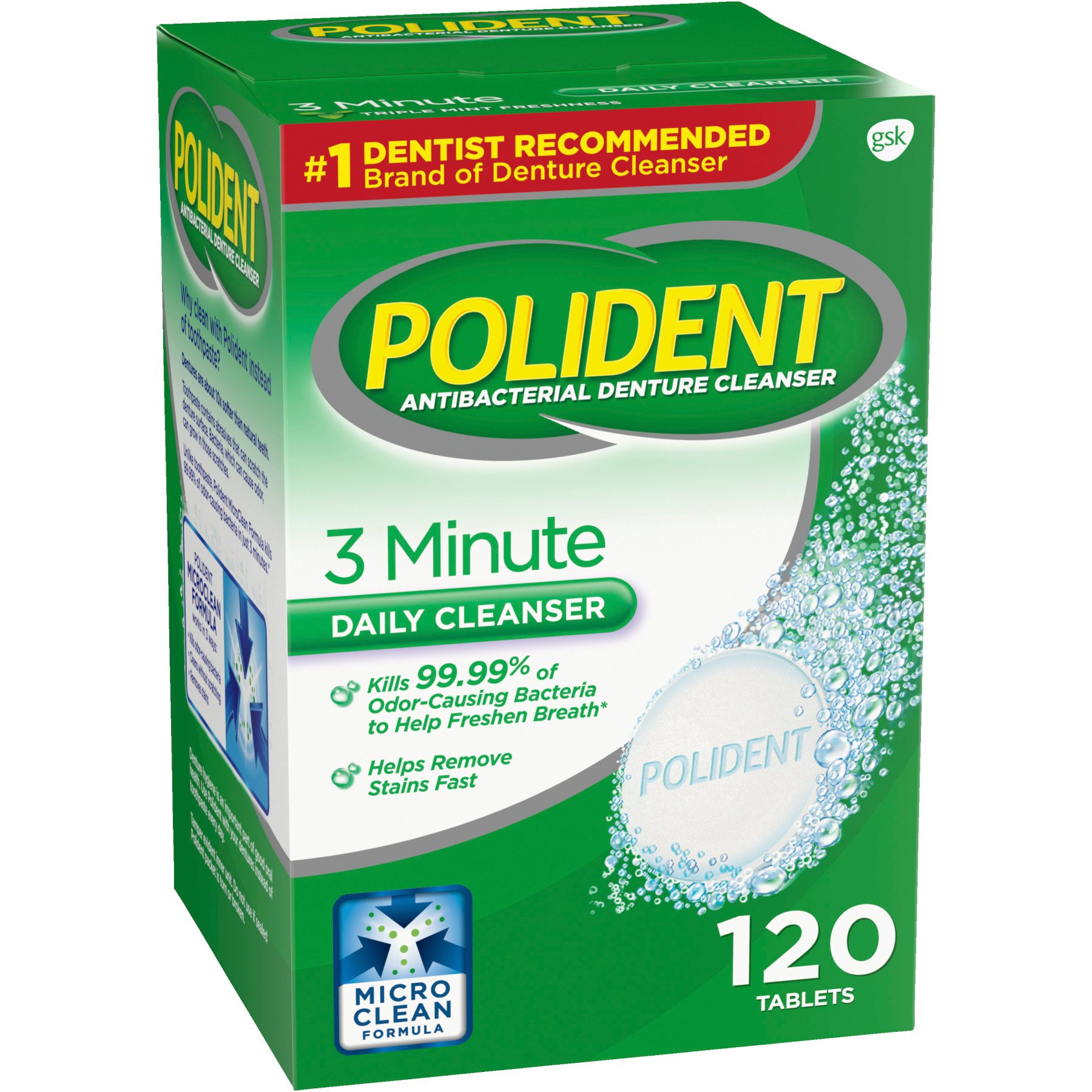 Polident Antibacterial 3 Minute Denture Cleanser Tablets - Shop Denture ...