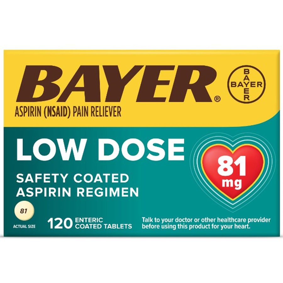 Bayer Aspirin Pain Reliever Fever Reducer Low Dose 81 Mg Enteric Safety 