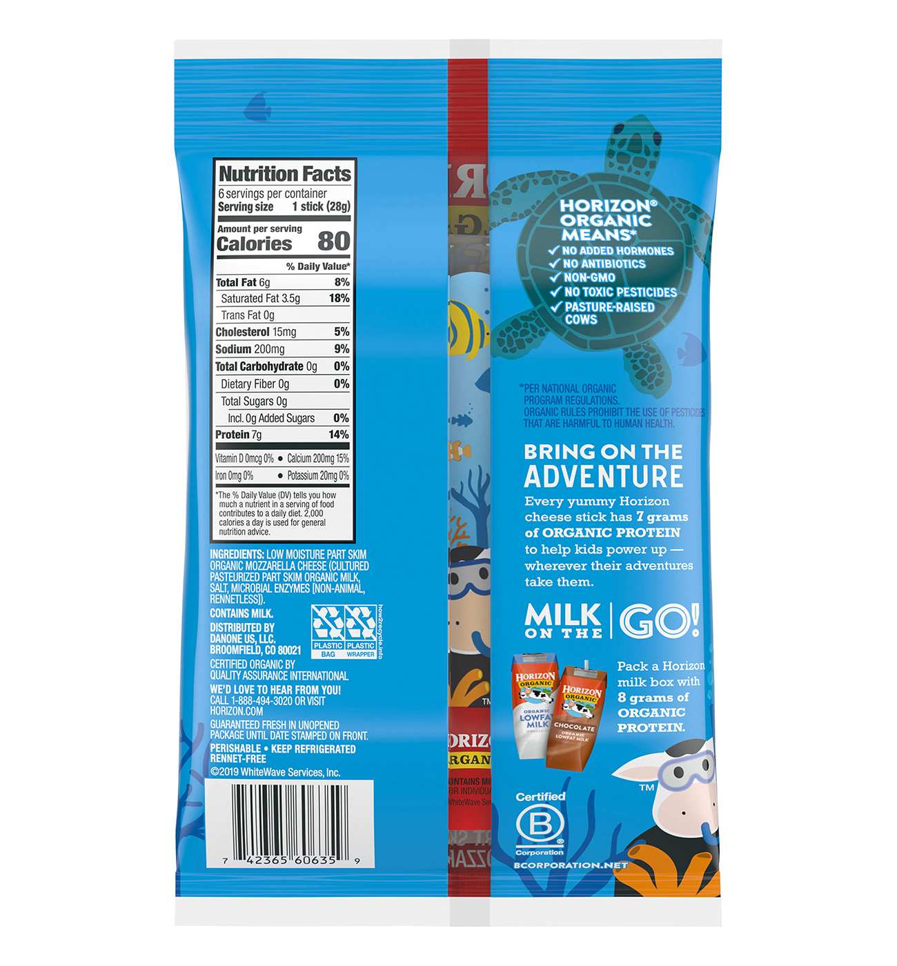 Horizon Organic Low Moisture Part-Skim Mozzarella String Cheese, 6 ct ...