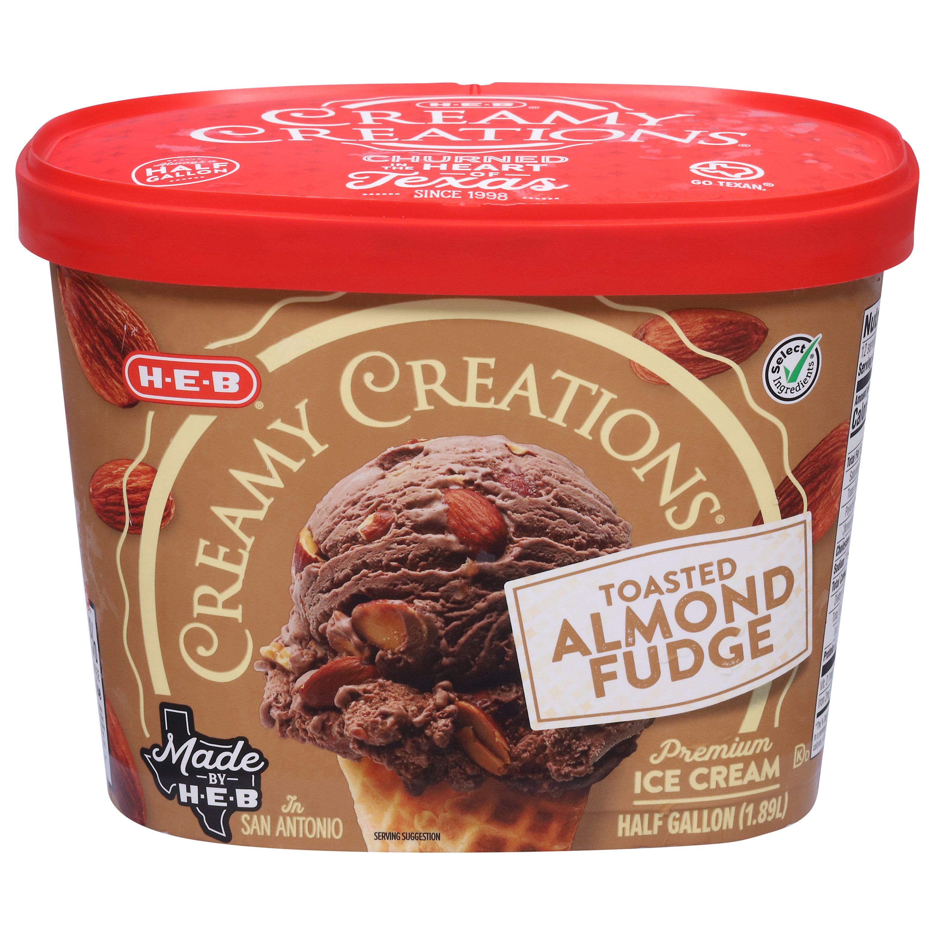 H-E-B Creamy Creations Toasted Almond Fudge Ice Cream - Shop Ice cream ...