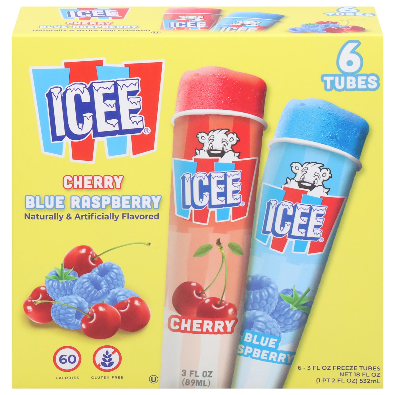 ICEE Cherry Freeze & Blue Raspberry Freeze Squeeze Tubes - Shop Bars ...