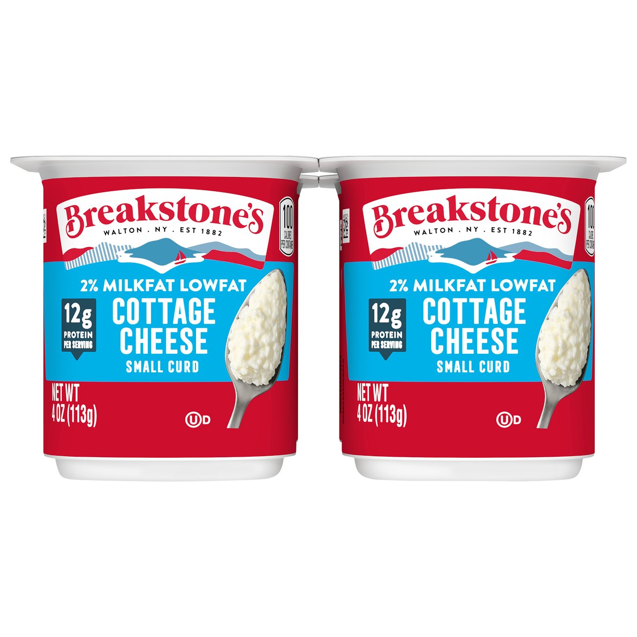 Breakstone's Small Curd 2% Milkfat Lowfat Snack Size Cottage Cheese, 4 ...