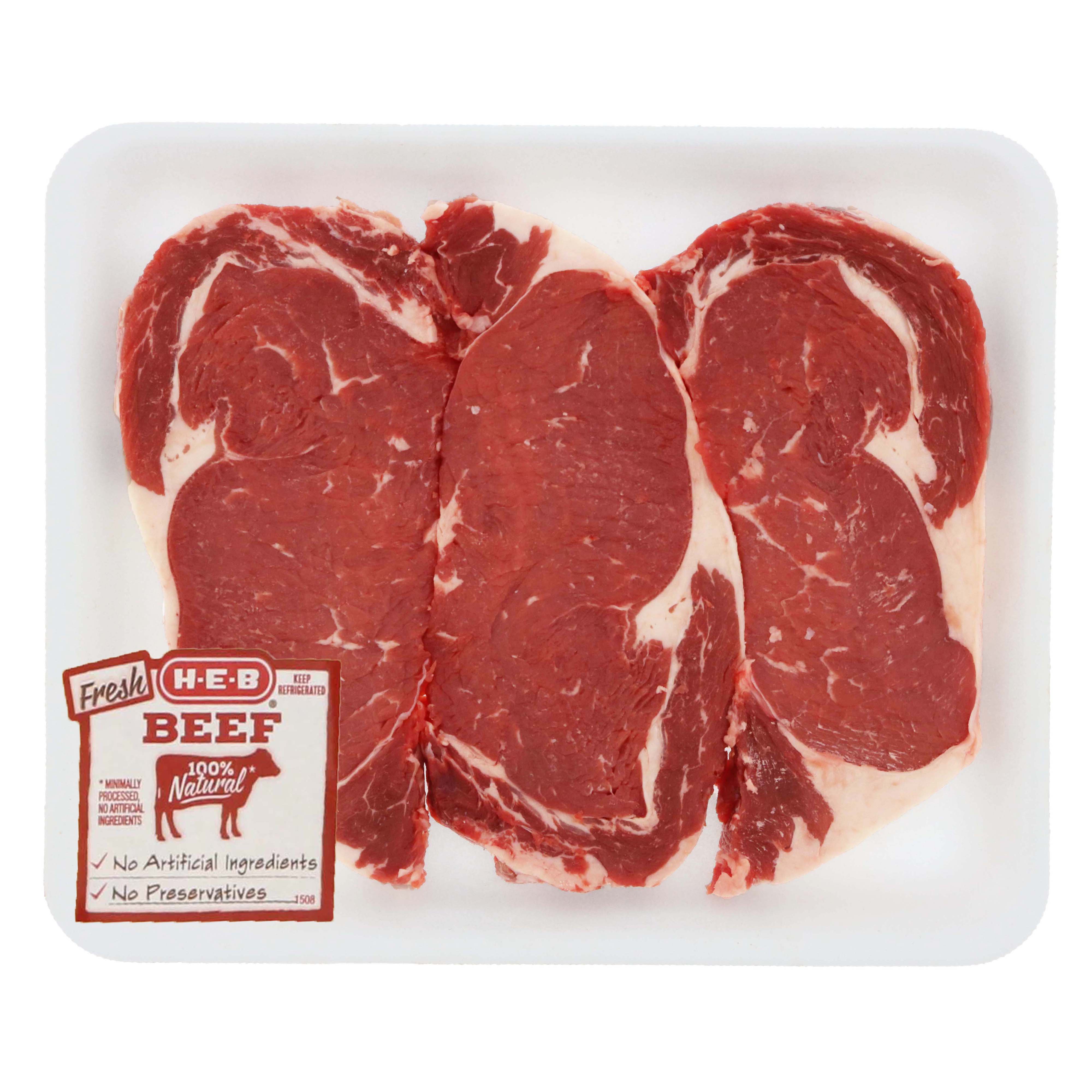 H-E-B Beef Ribeye Steak Boneless Thick Value Pack, USDA Select - Shop ...