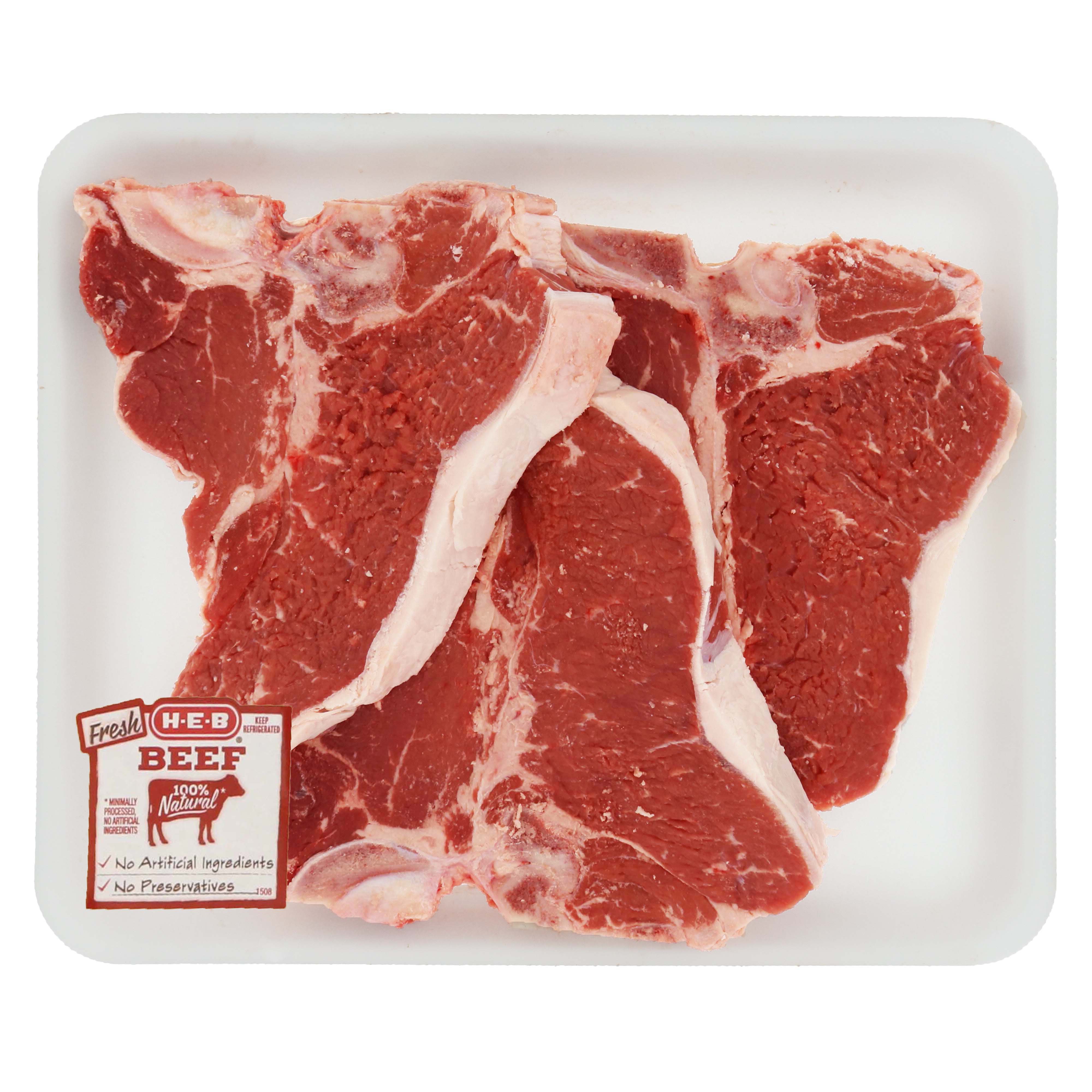 H-E-B Beef T-Bone Steak Thick Value Pack, USDA Select, 3-4 steaks ...