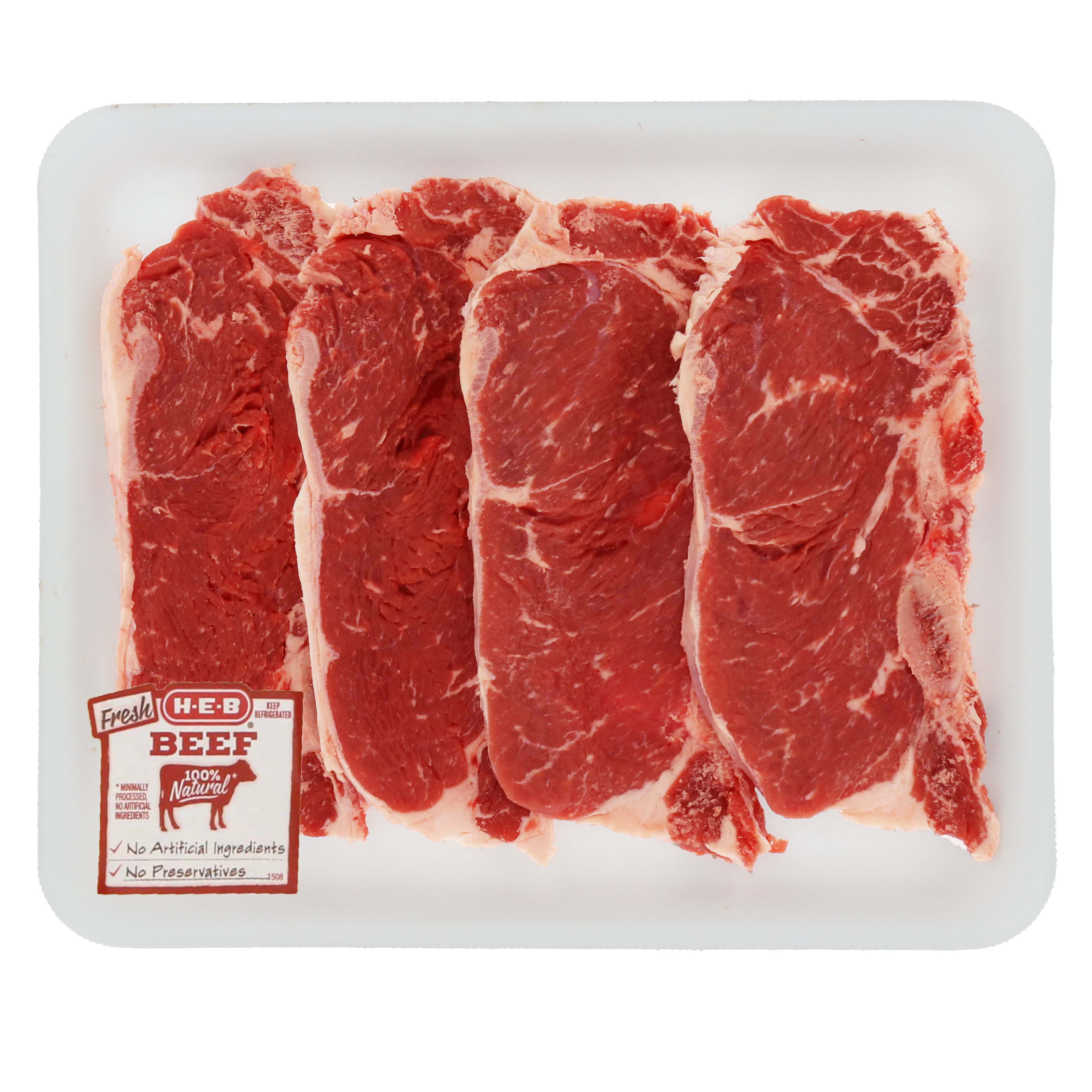 H-E-B Beef New York Strip Steak Bone-In Thin Value Pack, USDA Select ...