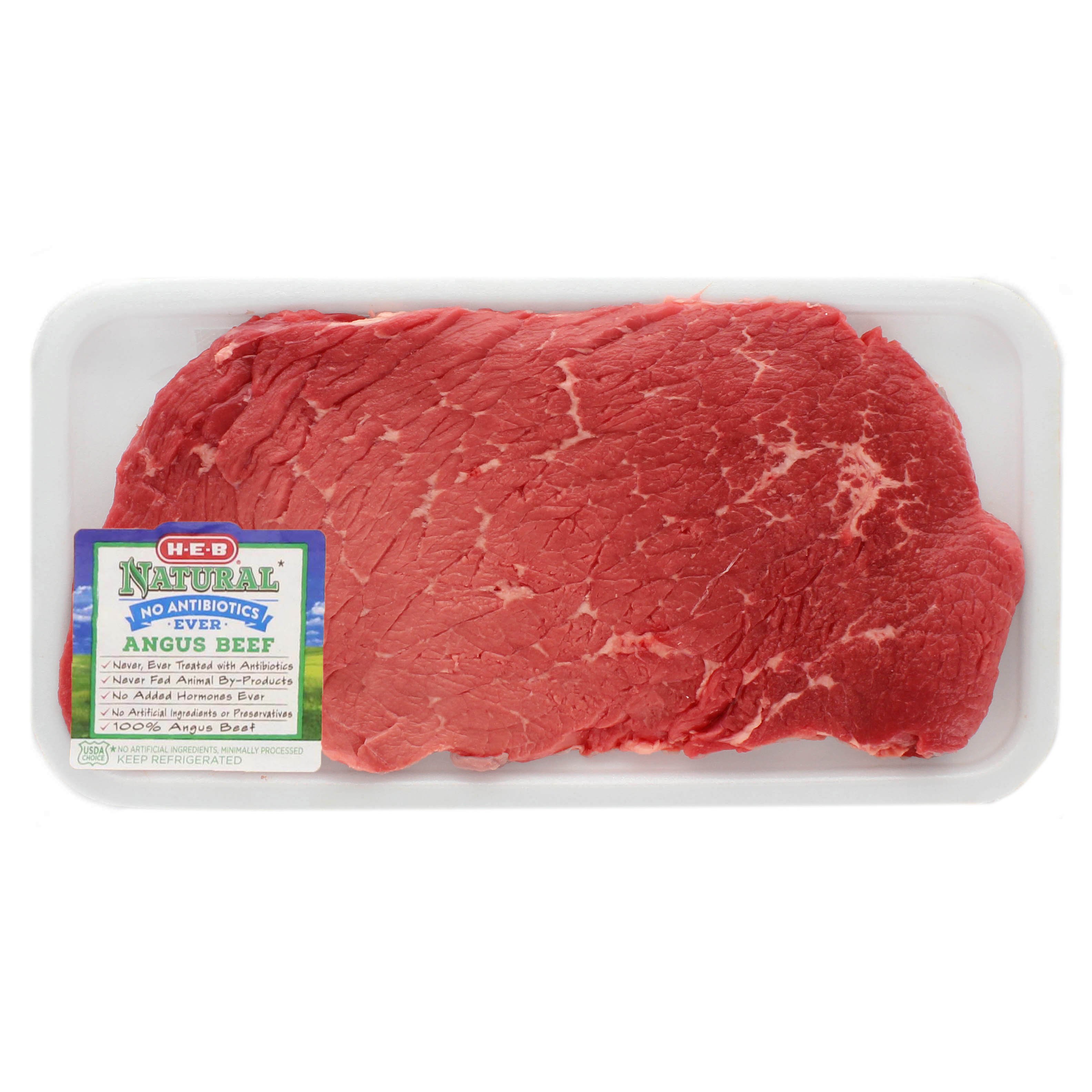 H-E-B Natural Beef Top Round Steak Boneless, USDA Choice - Shop Beef at ...