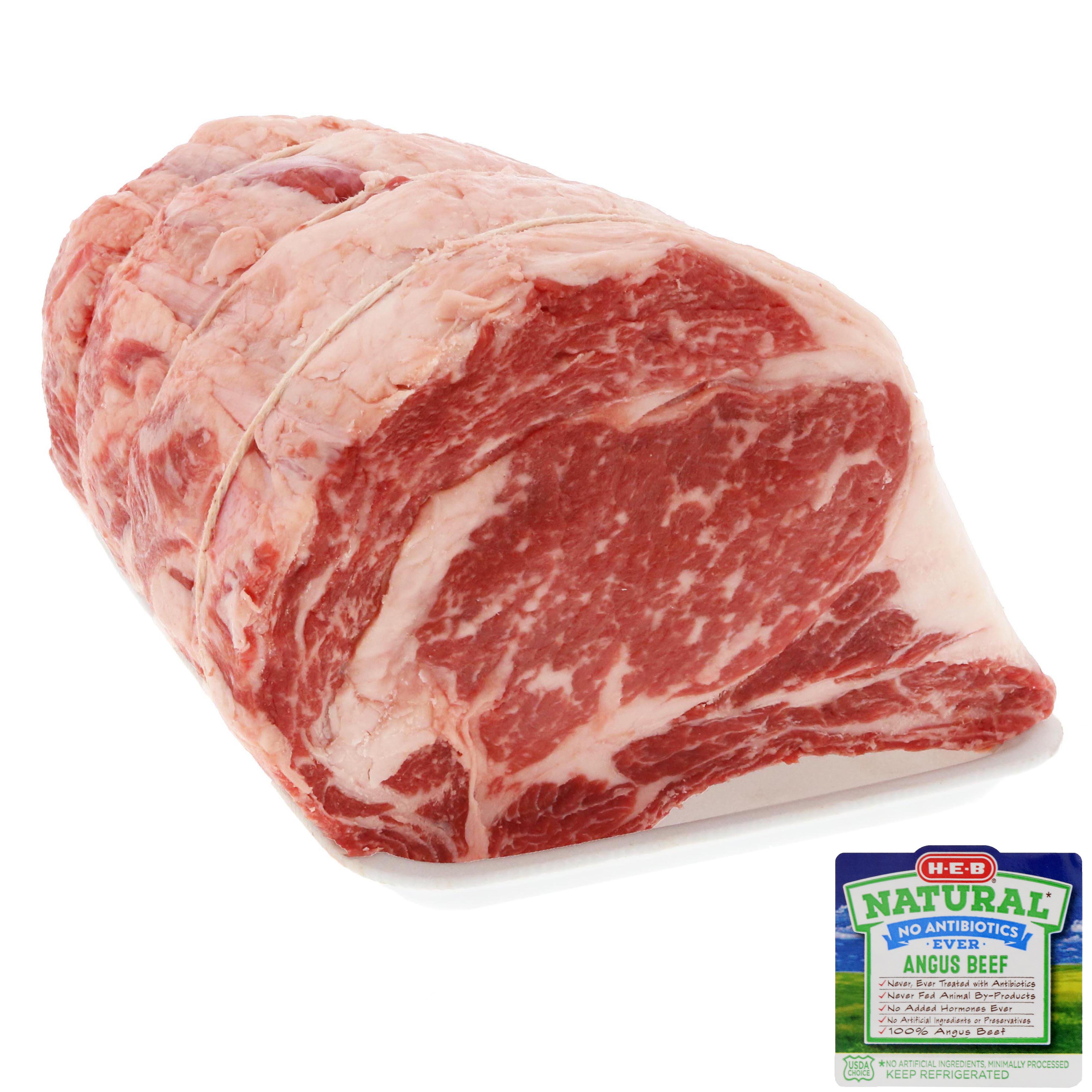 H-E-B Natural Angus Beef Large End 3-Rib Ribeye Roast - Cut & Tied ...