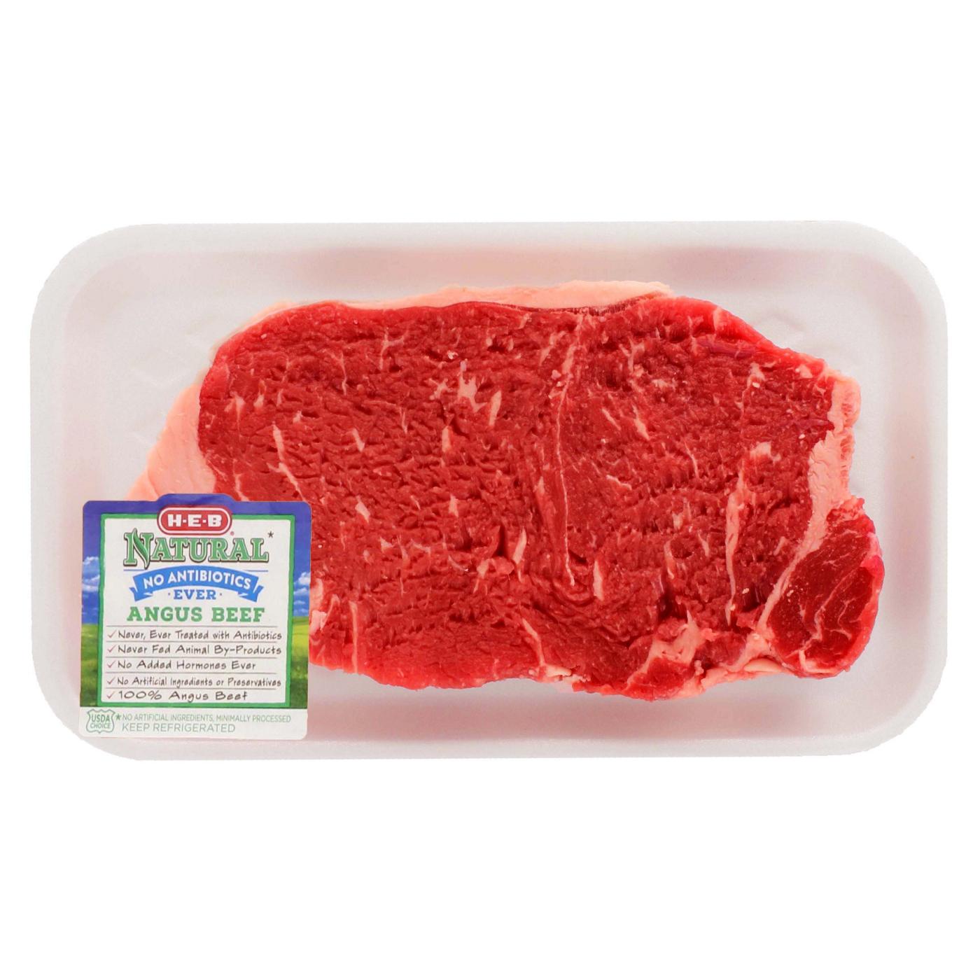 H-E-B Natural Beef New York Strip Steak Boneless, USDA Choice - Shop ...