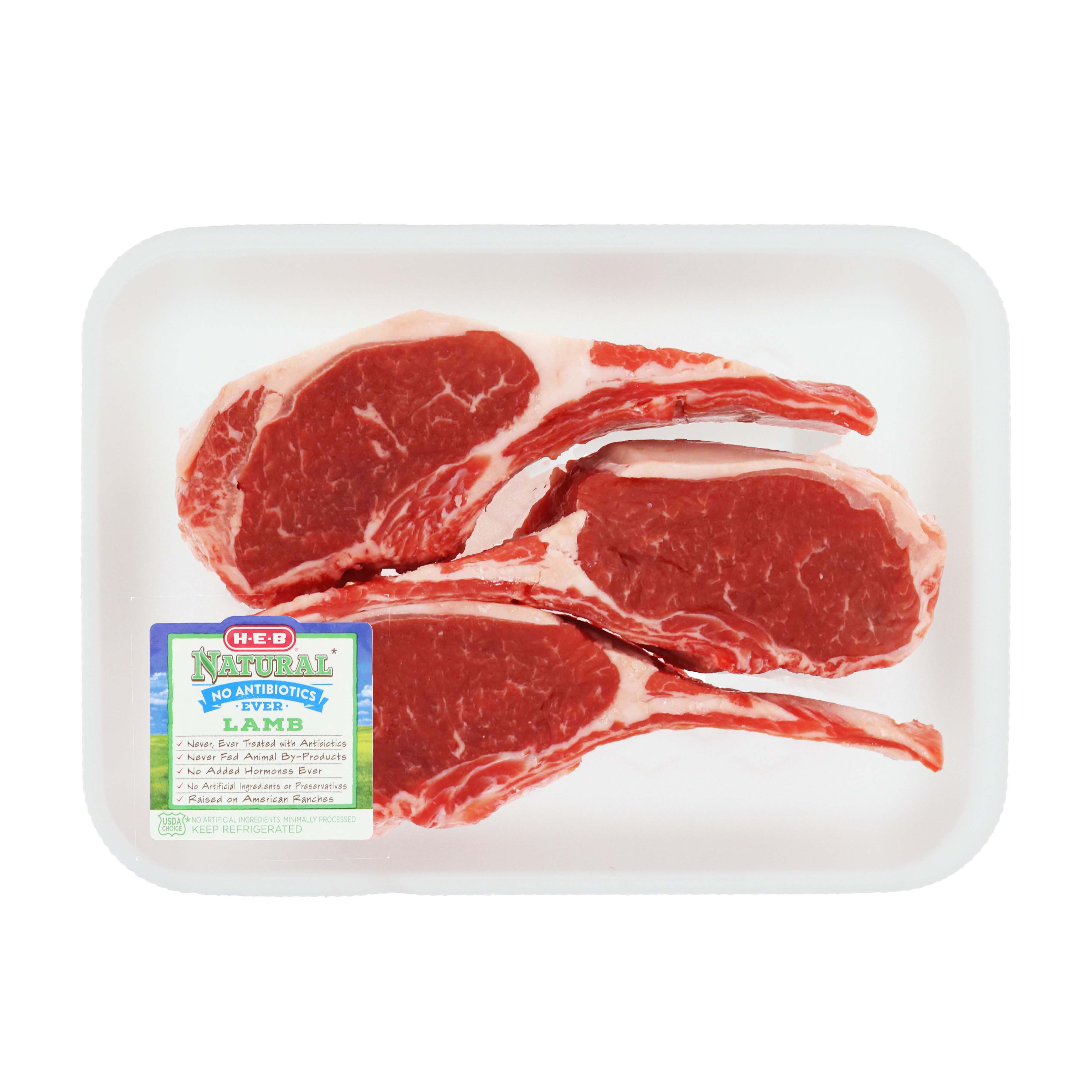 H-E-B Natural Lamb Rib Chops Bone-In Thick - Shop Lamb & goat at H-E-B