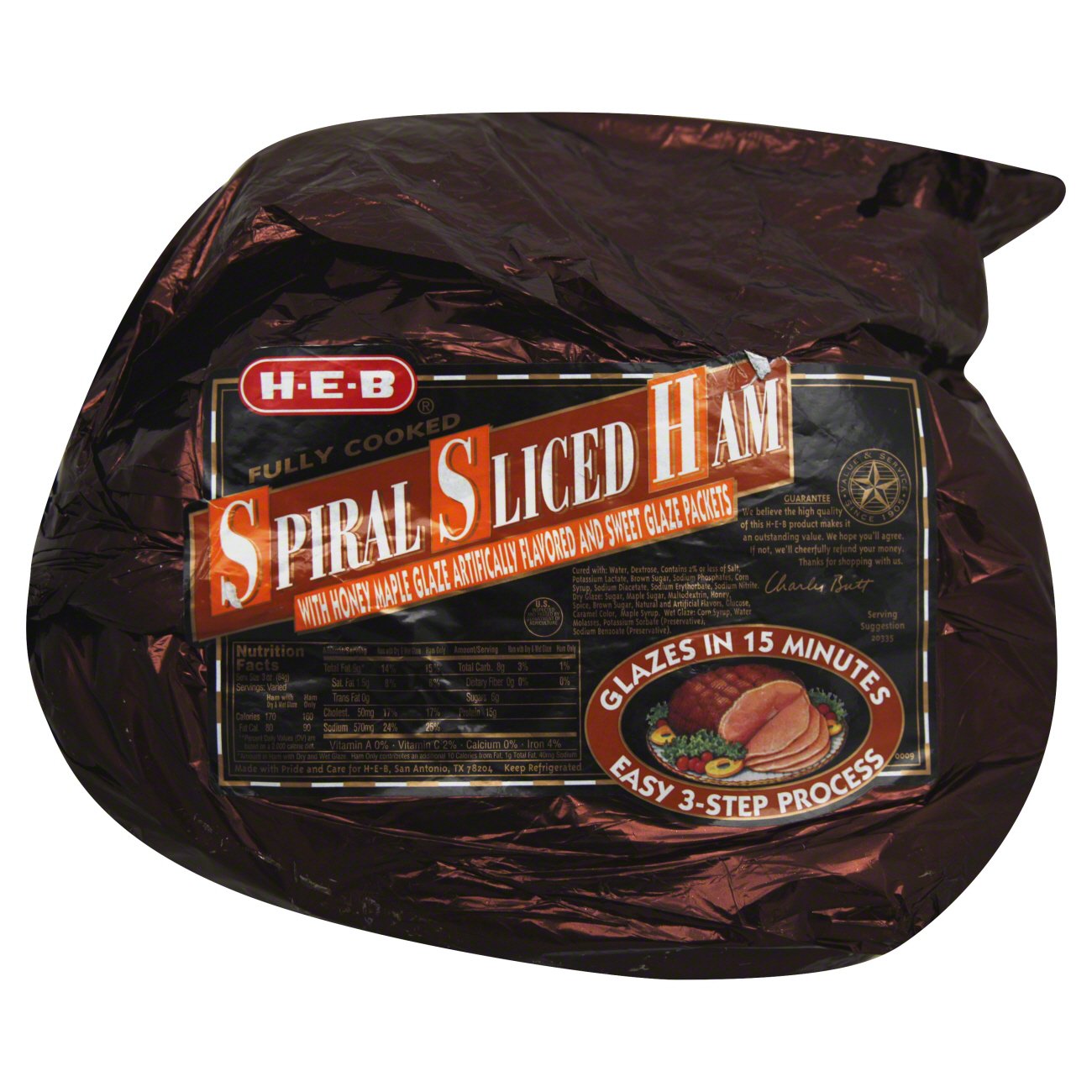 H-E-B Fully Cooked Spiral Sliced Ham with Honey Maple Glaze - Shop Meat ...