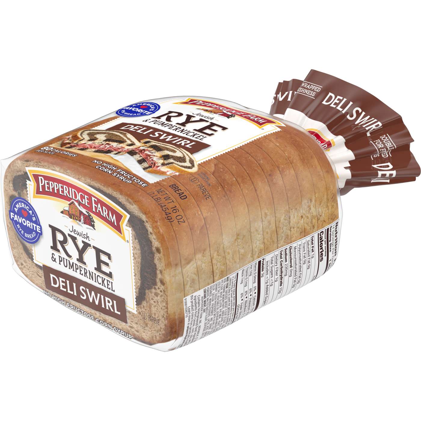 Pepperidge Farm Jewish Rye & Pumpernickel Deli Rye & Pump Swirl Sliced ...