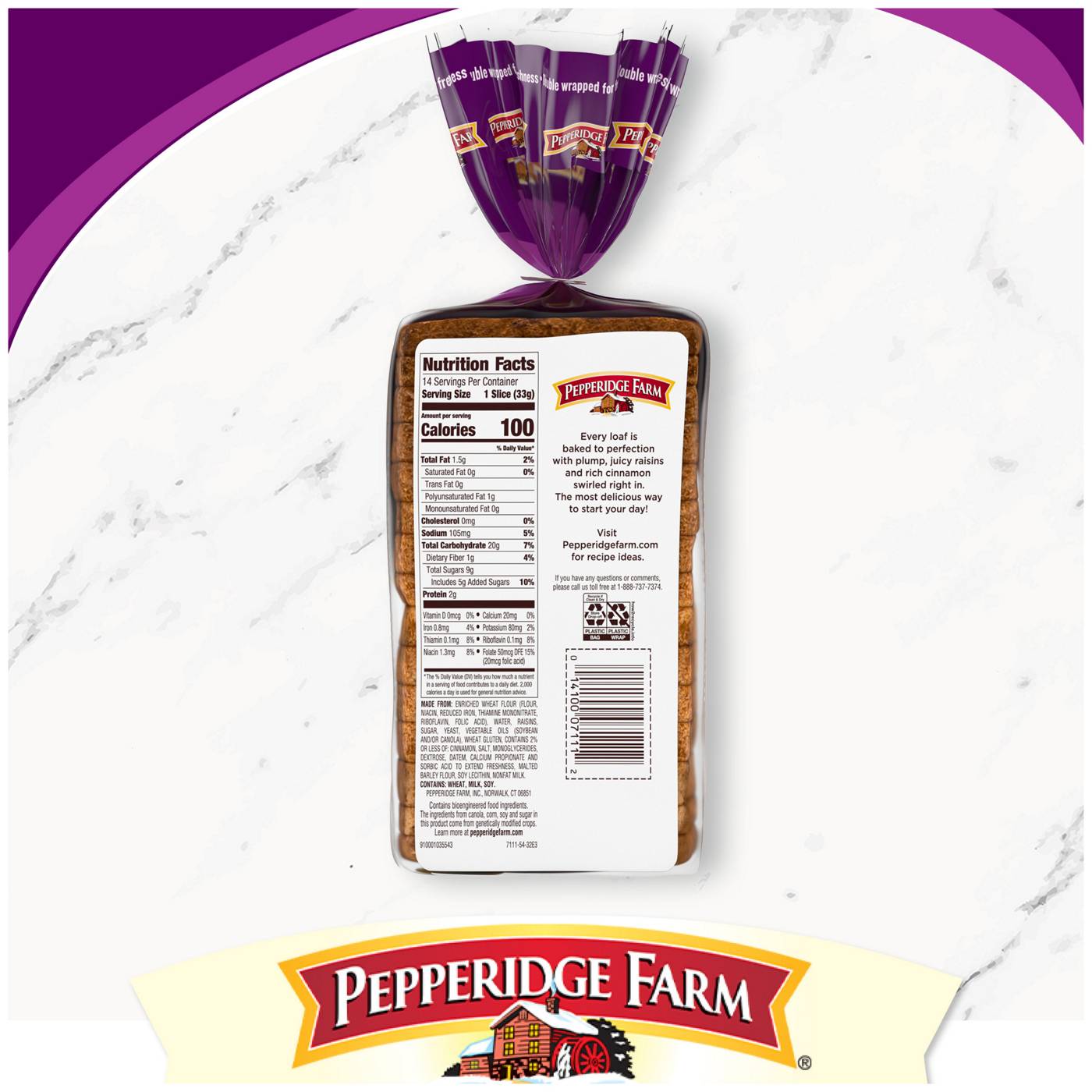 Pepperidge Farm Raisin Cinnamon Swirl Sliced Bread - Shop Sliced bread ...
