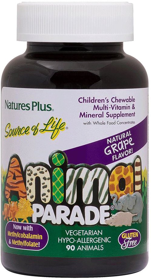 NaturesPlus Animal Parade Children's Chewable Multivitamin Grape Flavor ...