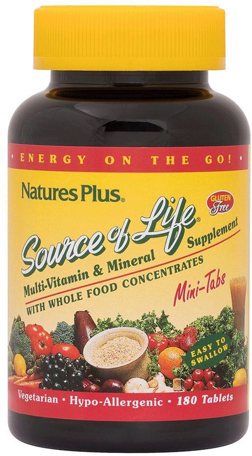 NaturesPlus Source of Life Multi-Vitamin & Mineral Mini Tablets, 180 ct ...