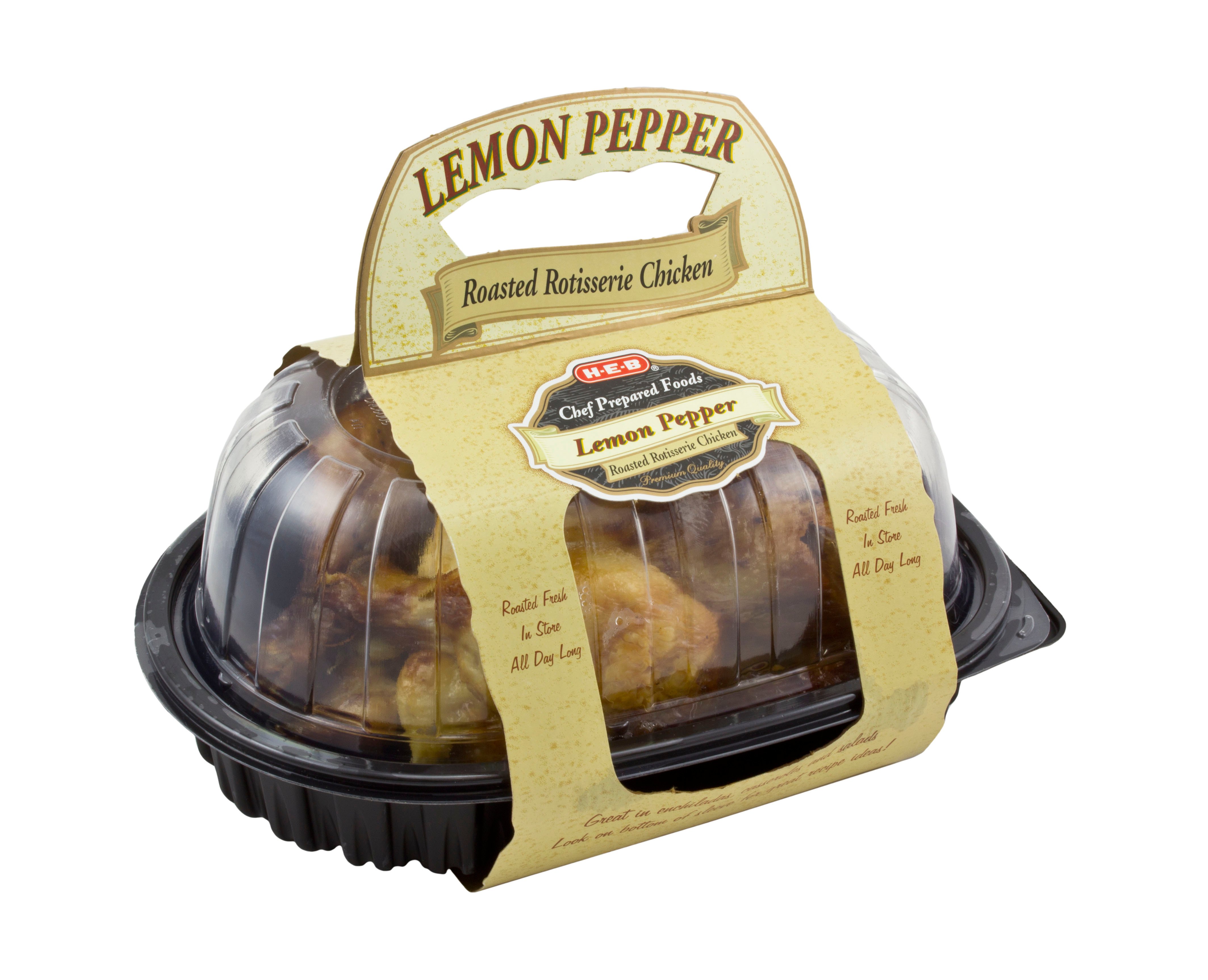 H-E-B Delicatessen Lemon Pepper Roasted Rotisserie Chicken - Cold ...