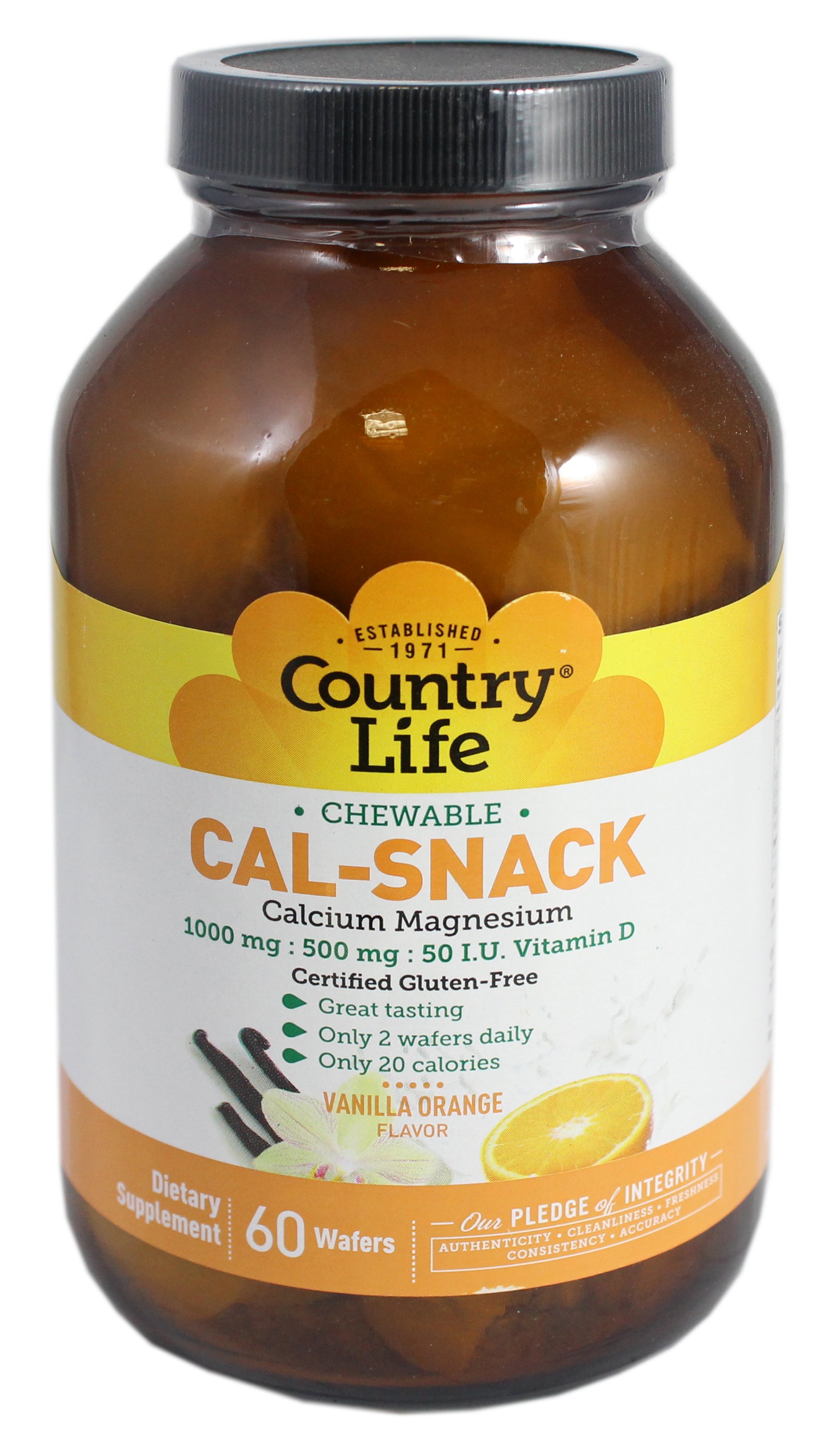 Country Life Cal Snack Calcium Magnesium Vanilla Orange Flavor Chewable ...